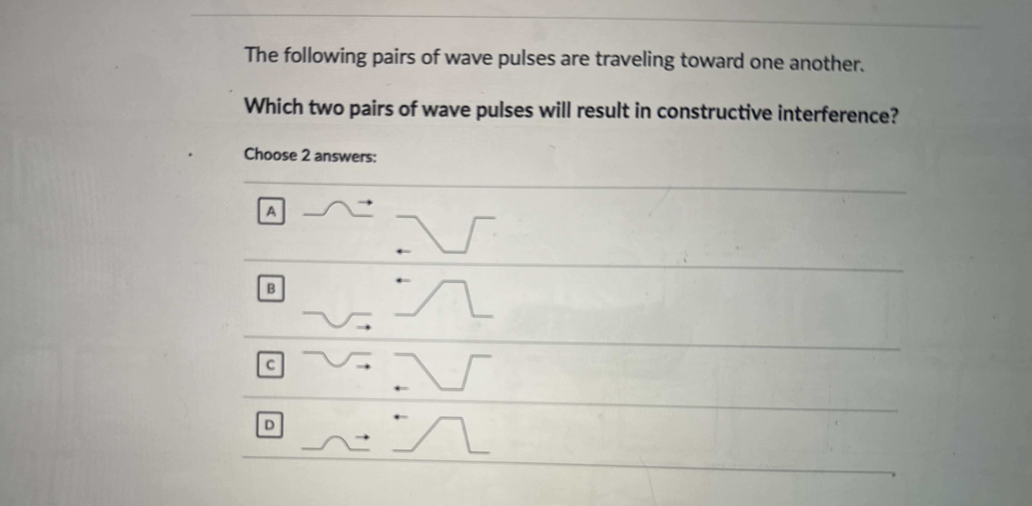 Solved The following pairs of wave pulses are traveling | Chegg.com