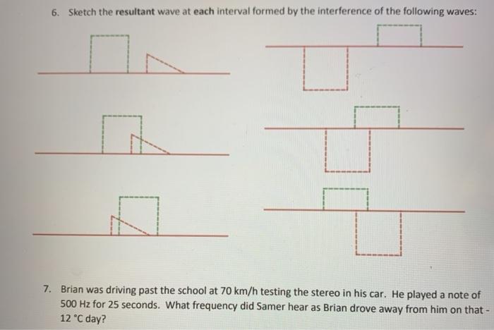 Solved 6. Sketch the resultant wave at each interval formed | Chegg.com