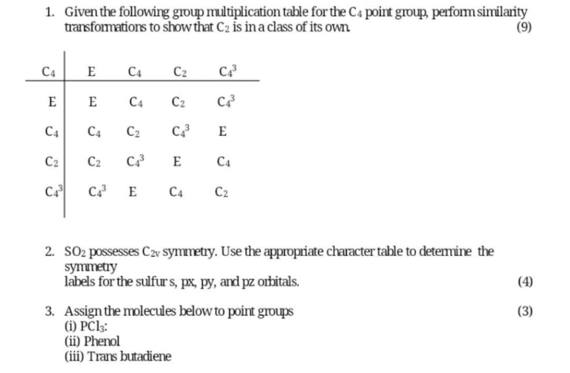 Solved Given the following group multiplication table for | Chegg.com