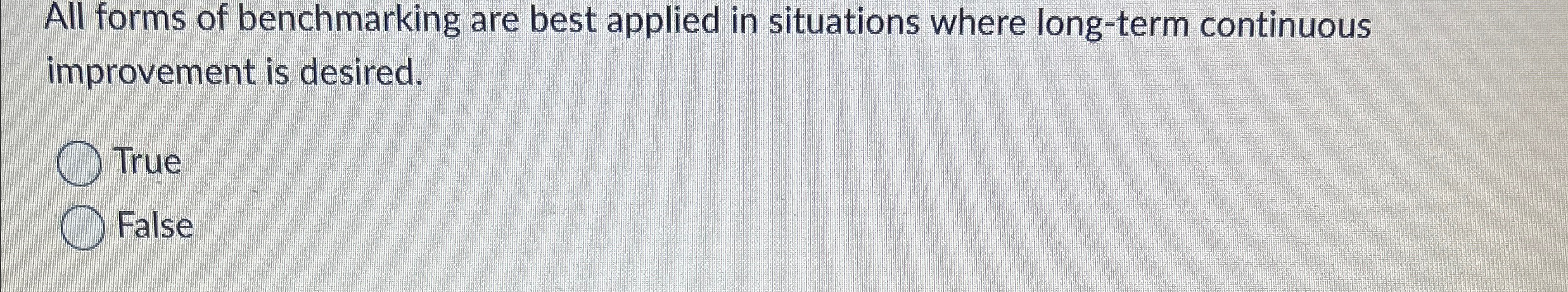 Solved All forms of benchmarking are best applied in | Chegg.com