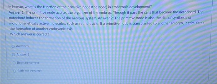 Solved In human, what is the function of the primitive node | Chegg.com