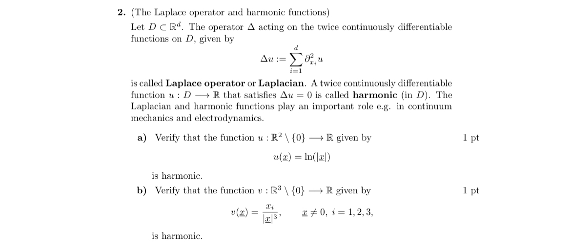Solved (The Laplace operator and harmonic functions)Let | Chegg.com