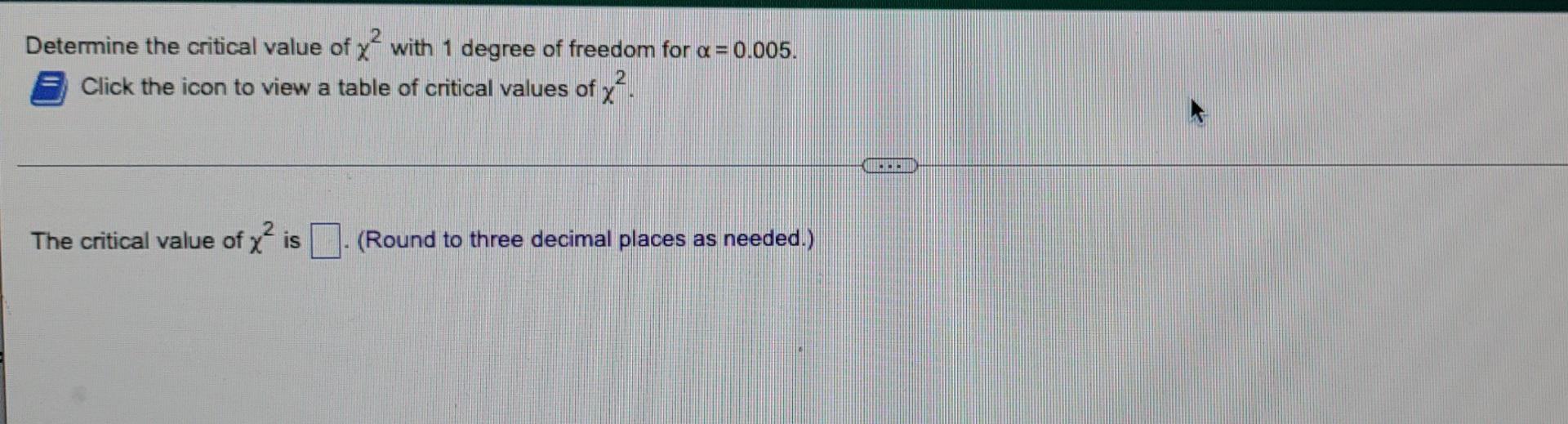 Solved Determine the critical value of x2 with 1 degree of | Chegg.com