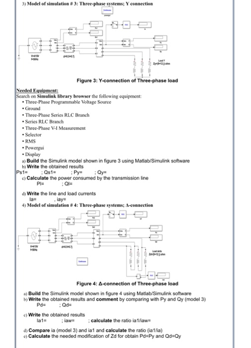 3) Model of simulation # 3: Three-phase systems; Y | Chegg.com