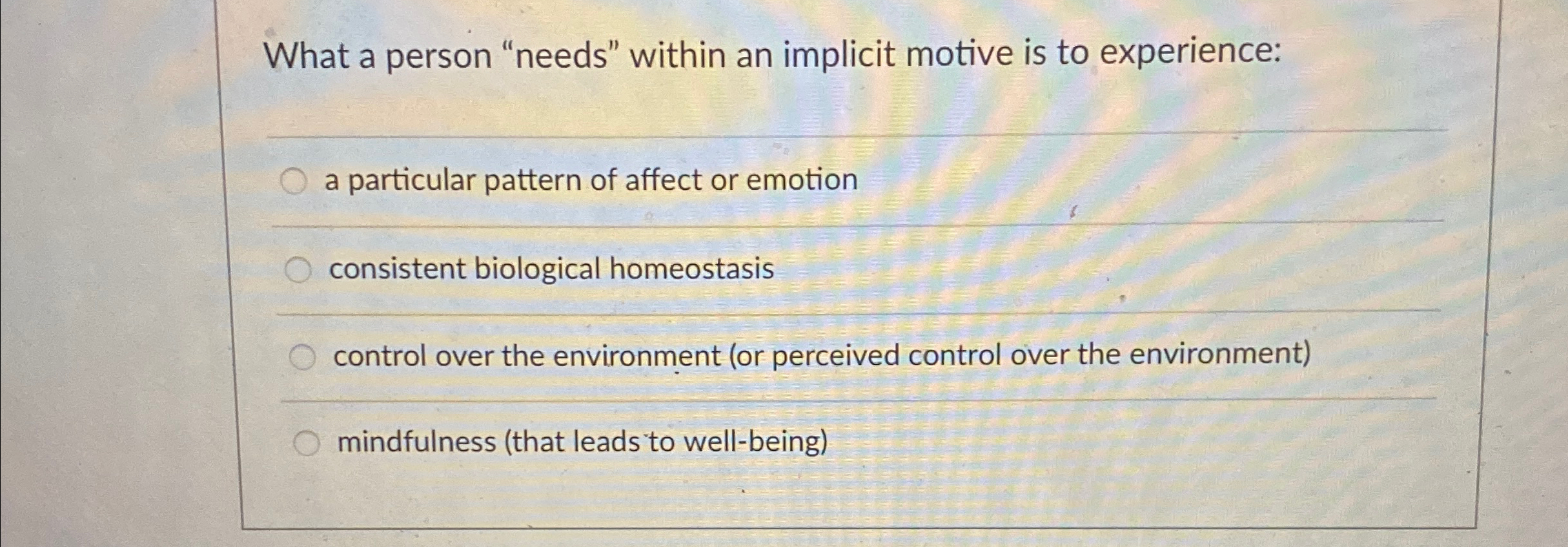 Solved What a person "needs" within an implicit motive is to | Chegg.com