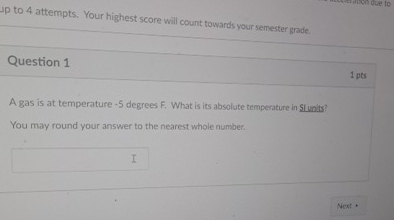 Solved Question 1A gas is at temperature -5 ﻿degrees F. | Chegg.com