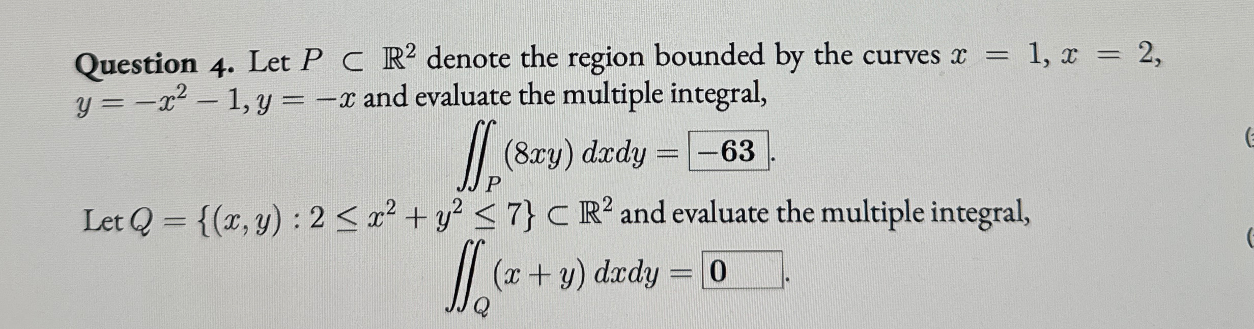 Solved Question 4. ﻿Let PsubR2 ﻿denote the region bounded by | Chegg.com