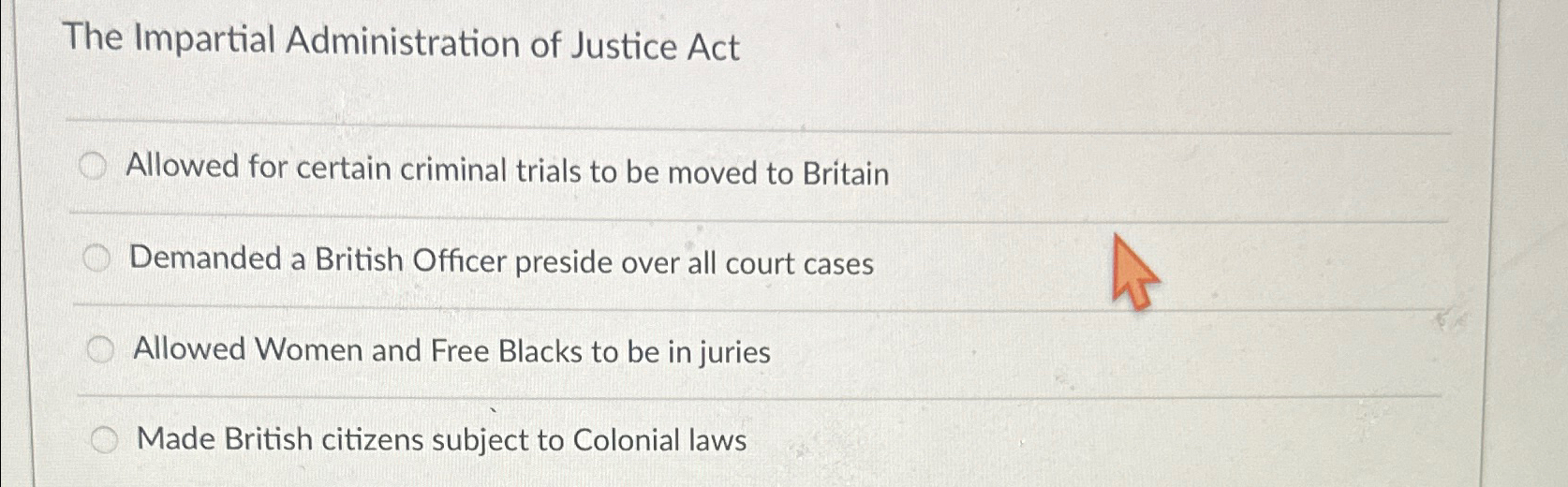 Solved The Impartial Administration of Justice Actq,Allowed | Chegg.com