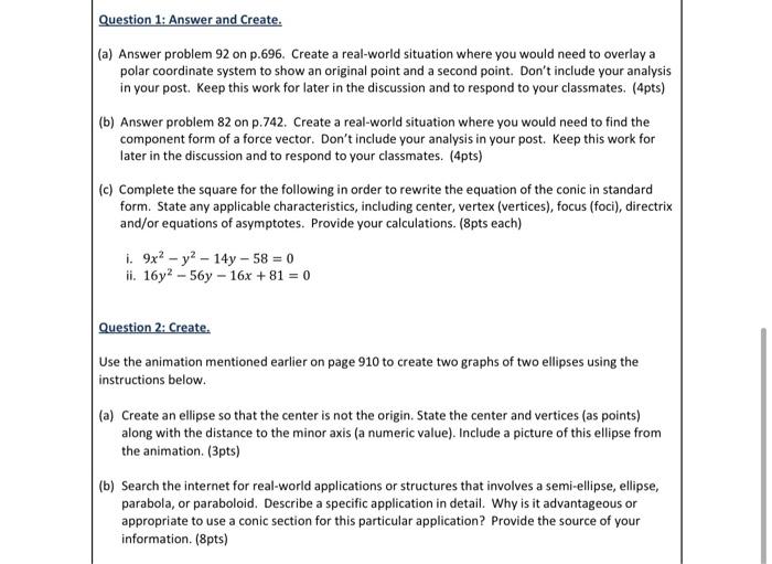Solved Question 1: Answer and Create. (a) Answer problem 92 | Chegg.com