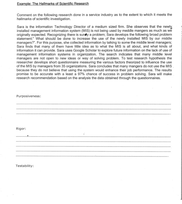 Example: The Hallmarks of Scientific Research Comment | Chegg.com