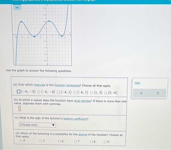 Solved Use the graph to answer the following questions. (a) | Chegg.com