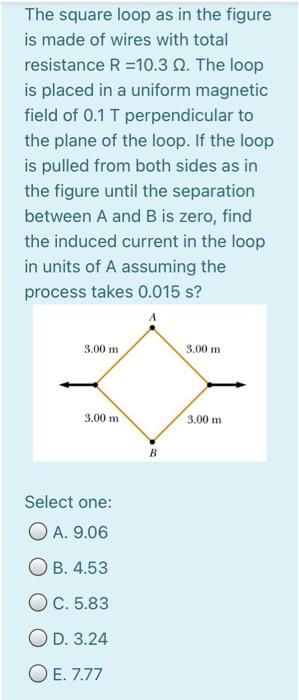 Solved The square loop as in the figure is made of wires | Chegg.com