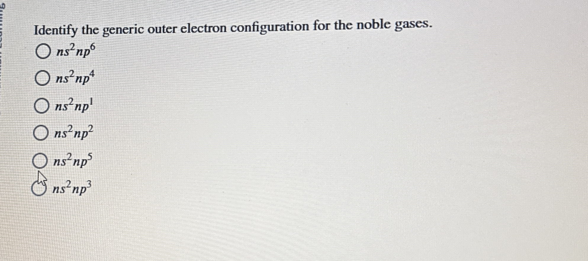 Solved Identify the generic outer electron configuration for | Chegg.com