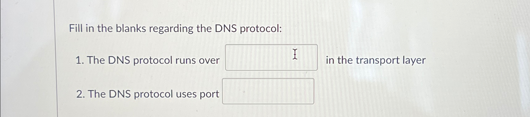 Solved Fill in the blanks regarding the DNS protocol:The DNS | Chegg.com