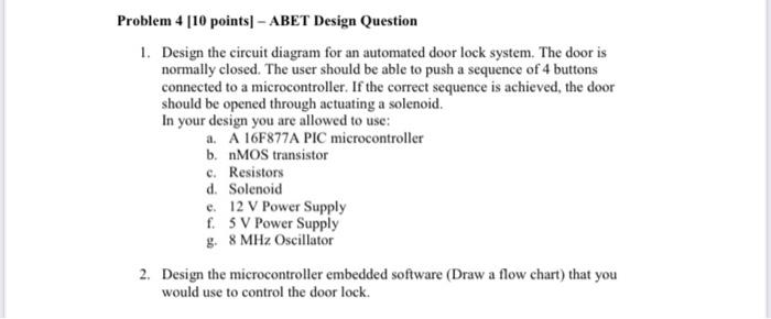 Solved 1. Design the circuit diagram for an automated door | Chegg.com