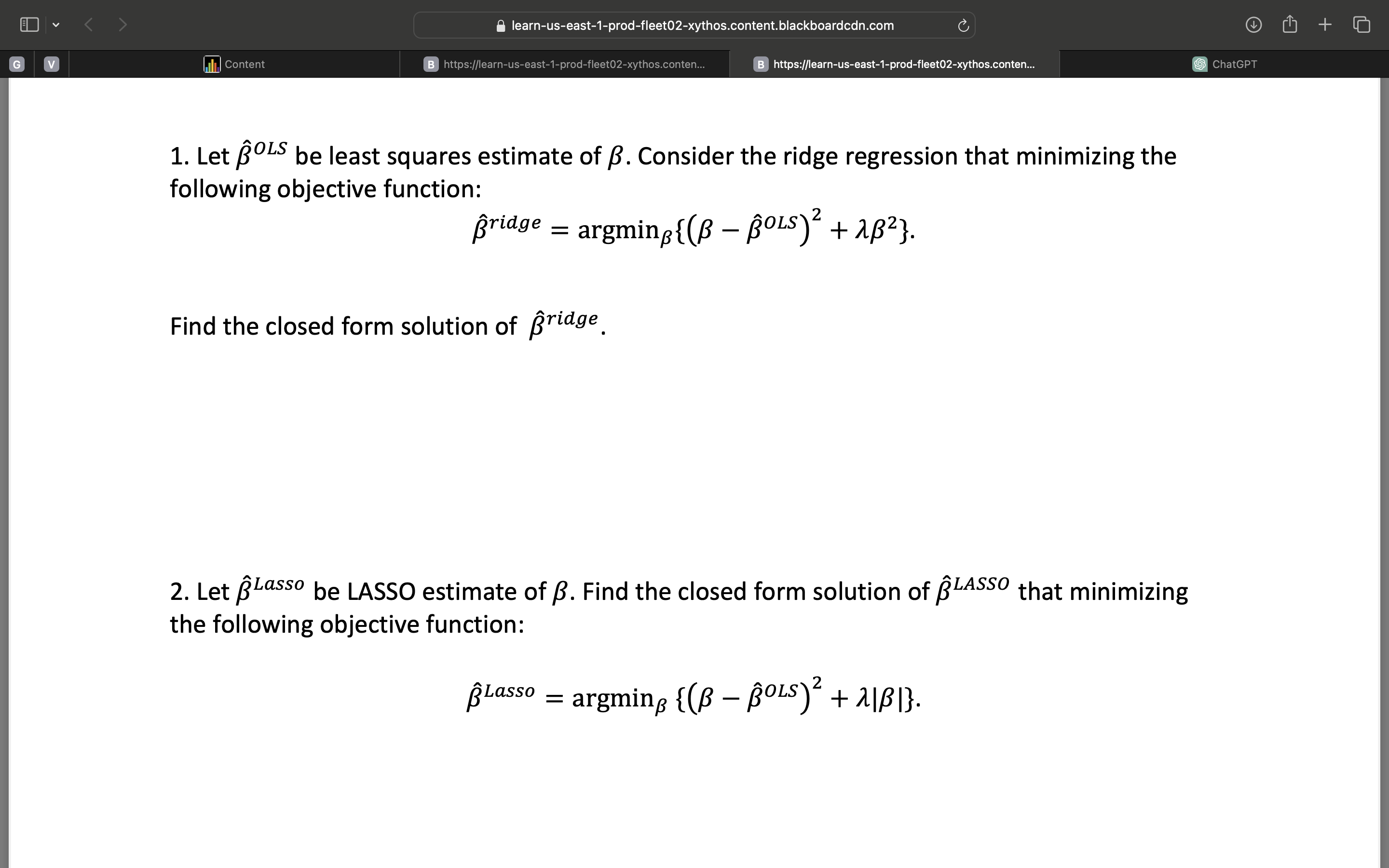 Solved Let hat(β)OLS ﻿be least squares estimate of β. | Chegg.com