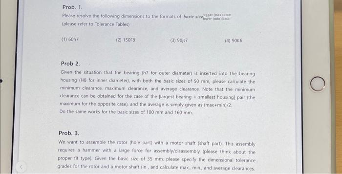 Solved Prob. 1. Please resolve the following dimensions to | Chegg.com