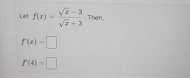 Solved Let f(x)=x2-3x2+3. ﻿Then,f'(x)=f'(4)= | Chegg.com