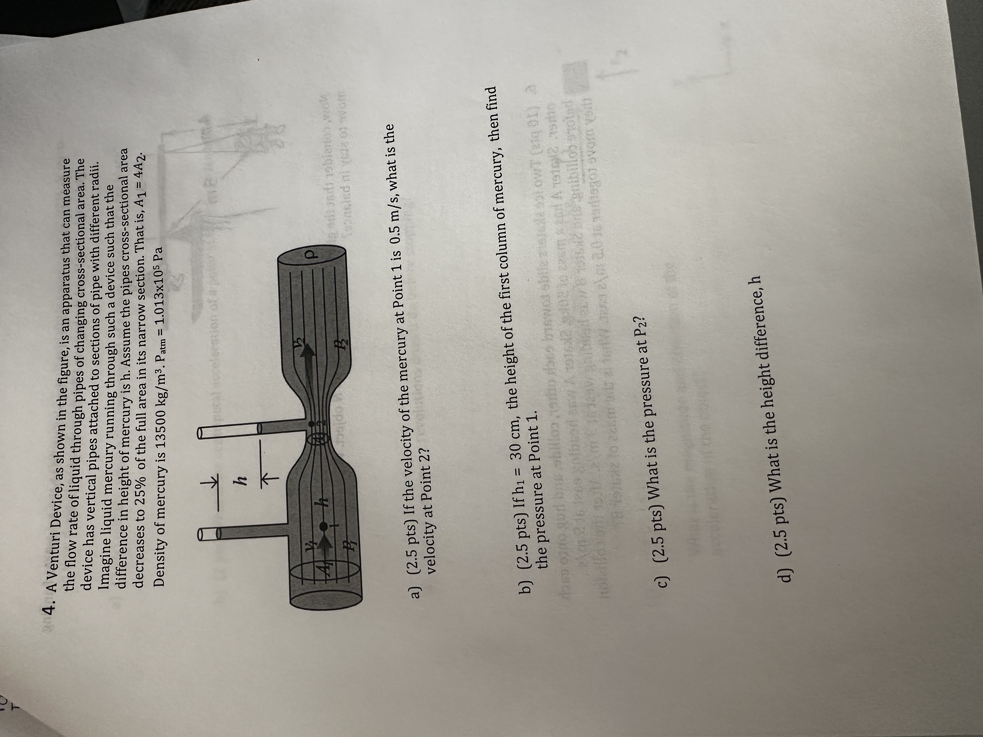 Solved A Venturi Device, as shown in the figure, is an | Chegg.com