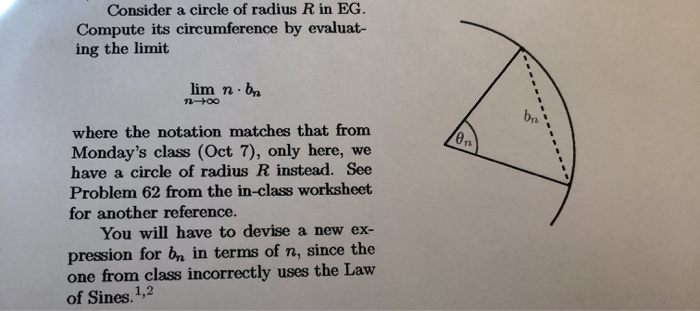 Solved Consider a circle of radius R in EG. Compute its | Chegg.com
