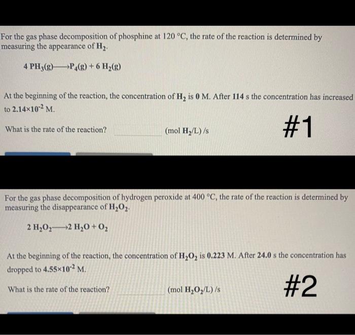 Solved For the gas phase decomposition of phosphine at 120 | Chegg.com