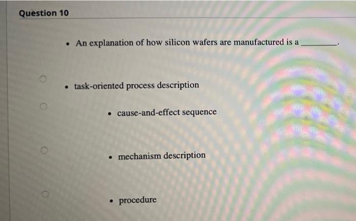 Question 10 O O . An explanation of how silicon | Chegg.com