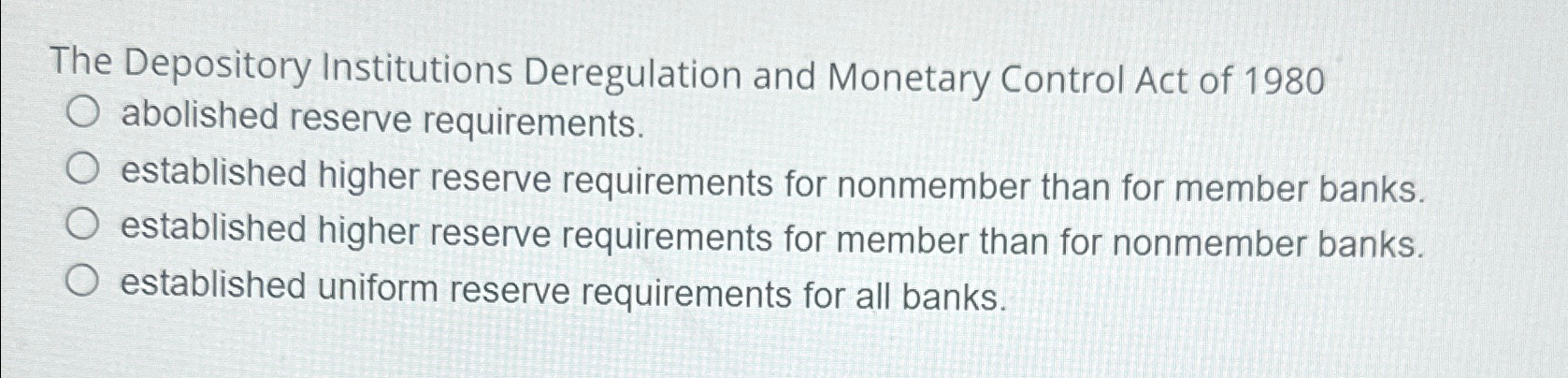 Solved The Depository Institutions Deregulation and Monetary | Chegg.com