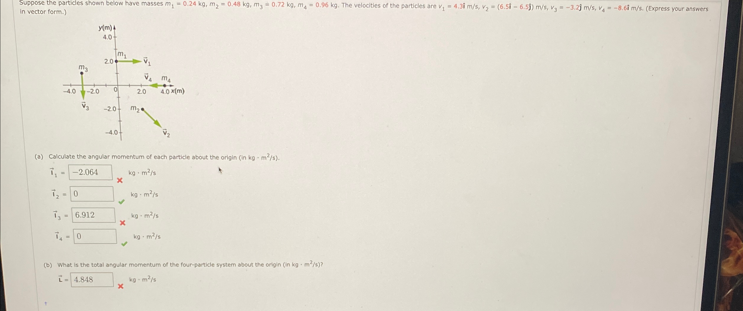 Solved in vector form.)(a) ﻿Calculate the angular momentum | Chegg.com