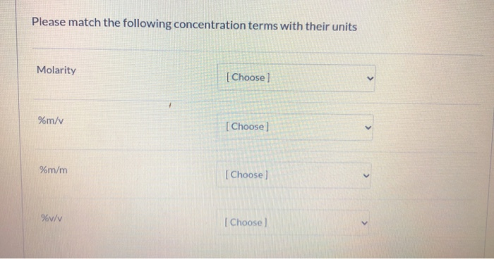 Solved Please match the following concentration terms with | Chegg.com