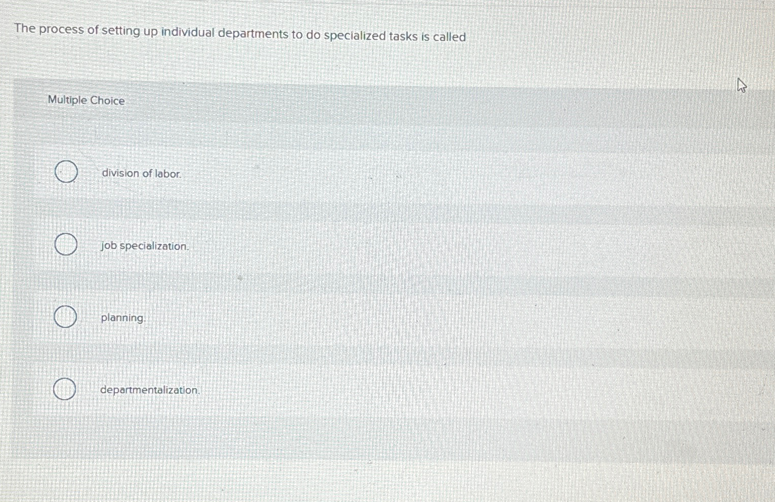 Solved The process of setting up individual departments to | Chegg.com