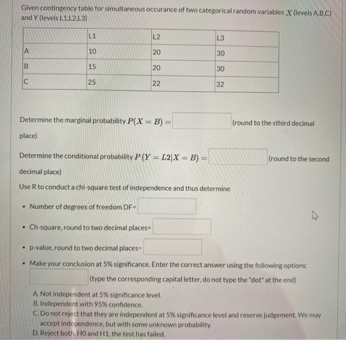 Solved Given contingency table for simultaneous occurance of | Chegg.com