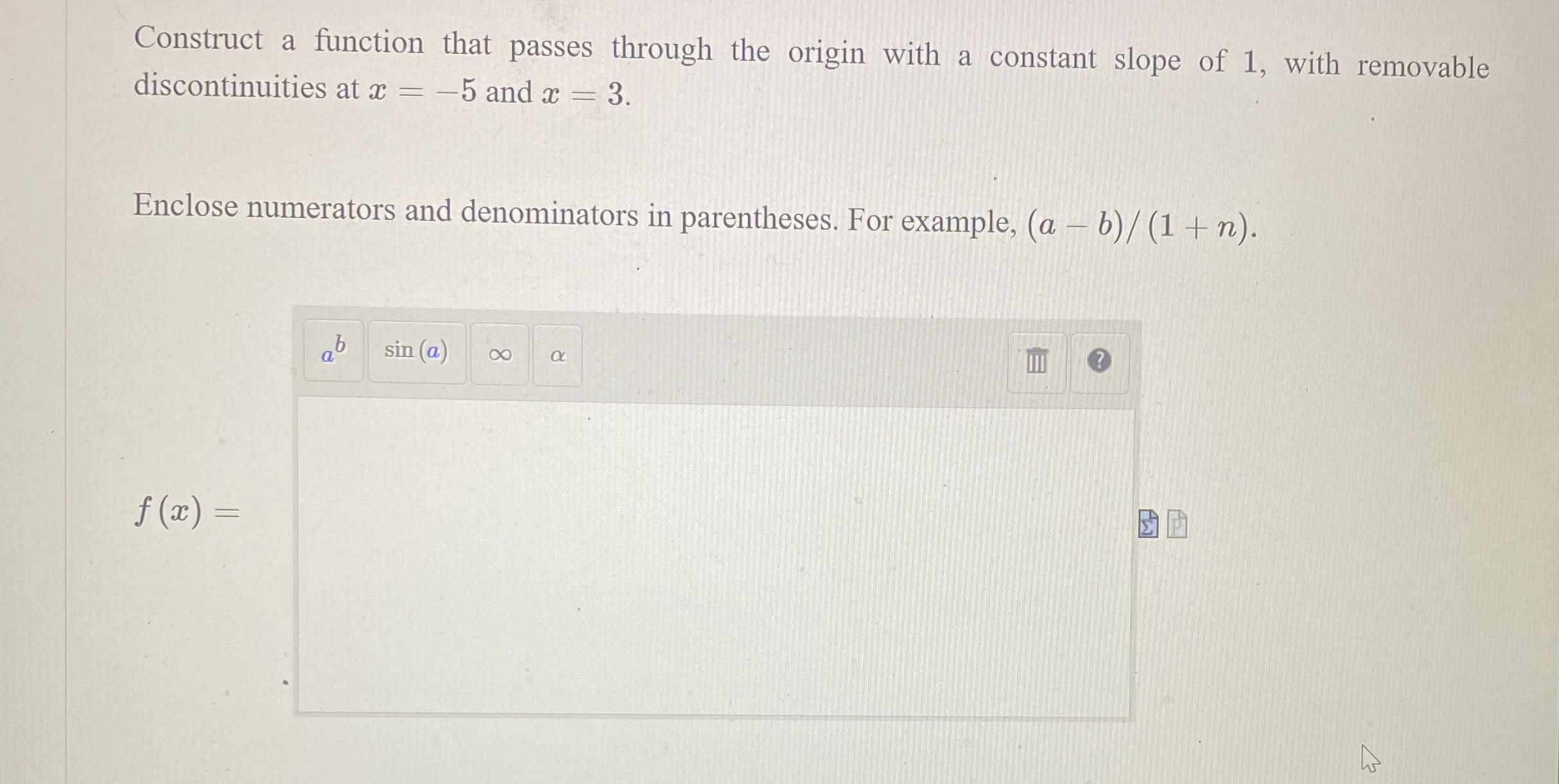 Solved Construct a function that passes through the origin | Chegg.com