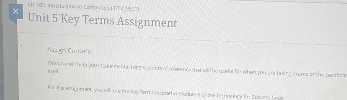 Assign Content This task will heip you create mental | Chegg.com