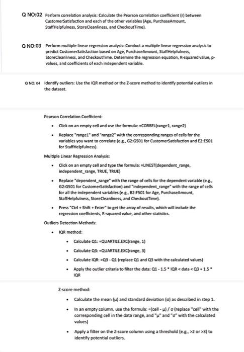 Solved Q NO:02 Perform correlation analysis: Calculate the | Chegg.com