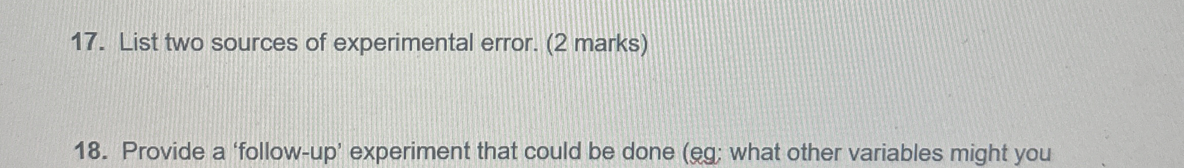 Solved List two sources of experimental error. (2 | Chegg.com
