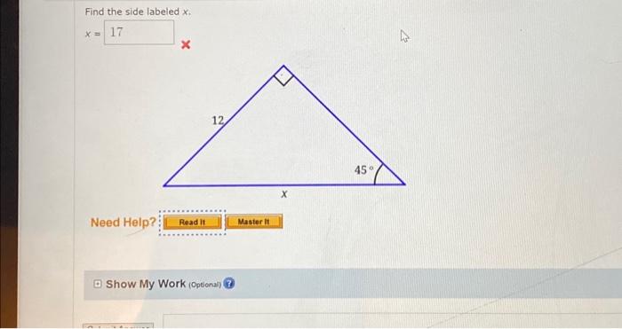 Solved Find the side labeled x. | Chegg.com
