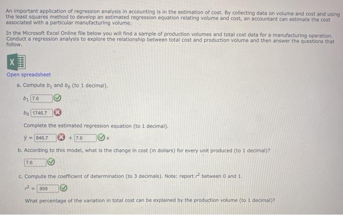 Solved An Important Application Of Regression Analysis In