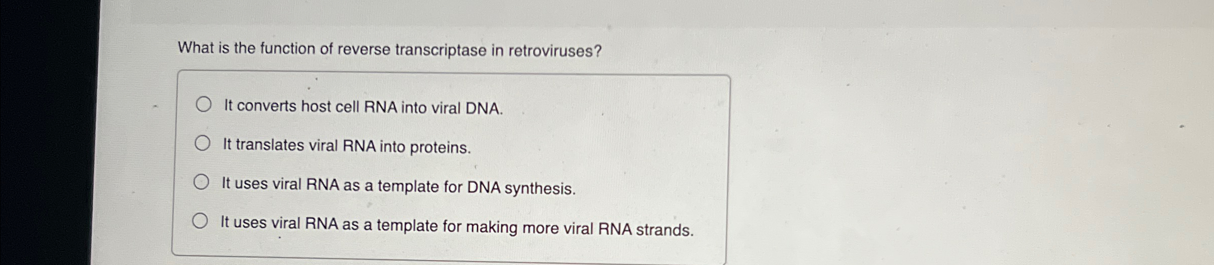 Solved What is the function of reverse transcriptase in | Chegg.com
