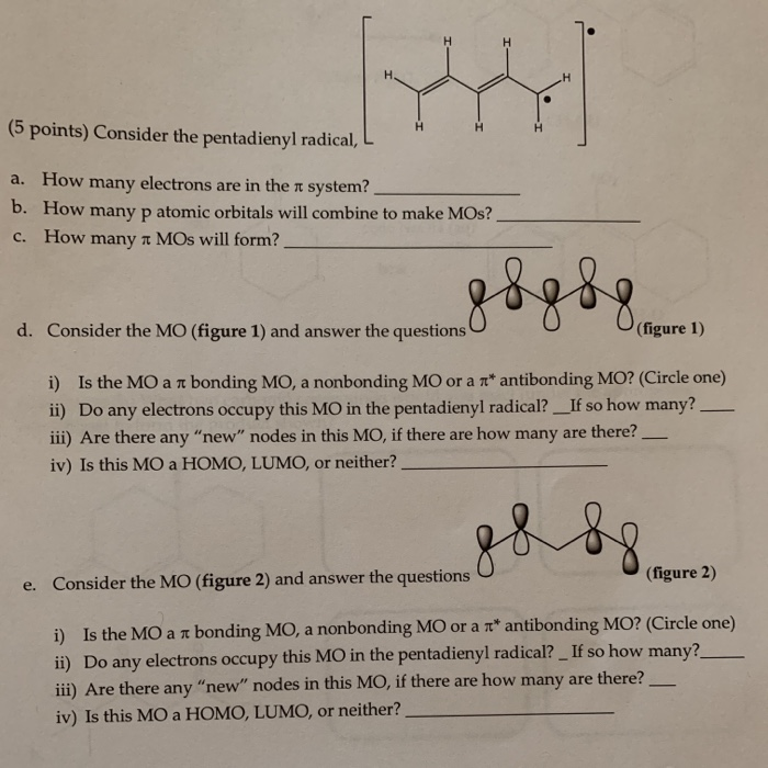 Solved (5 points) Consider the pentadienyl radical, a. How | Chegg.com