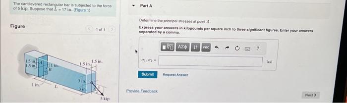Solved The cantilevered rectangular bar is subjected to the | Chegg.com