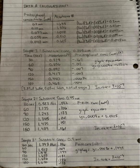BioChemistry Lab: Kinetics of Alkaline Phosphatase | Chegg.com