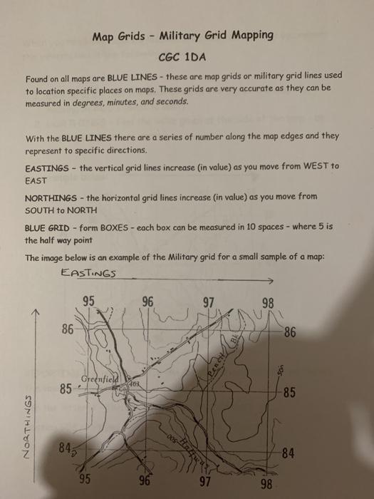 Solved Map Grids - Military Grid Mapping CGC 1DA Found on | Chegg.com