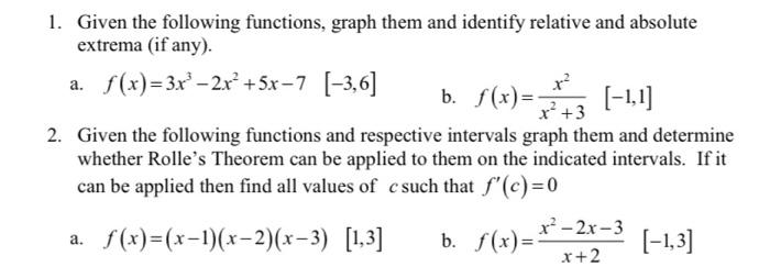 Solved 1. Given the following functions, graph them and | Chegg.com