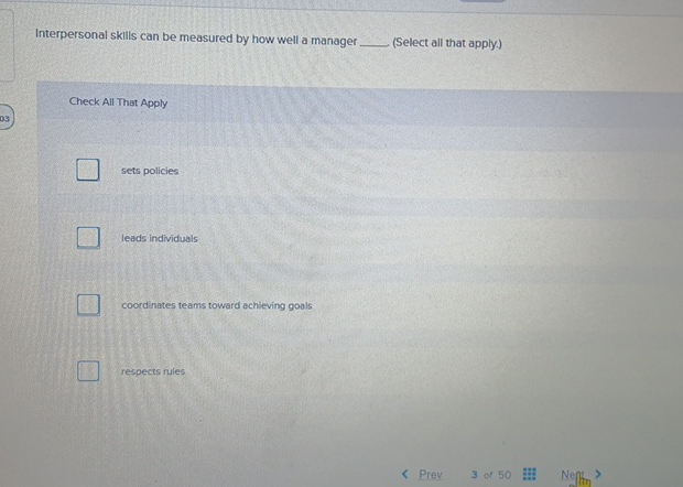 Solved Interpersonal skills can be measured by how well a | Chegg.com