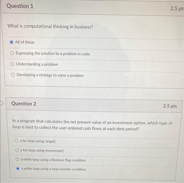 What is computational thinking in business? All of | Chegg.com