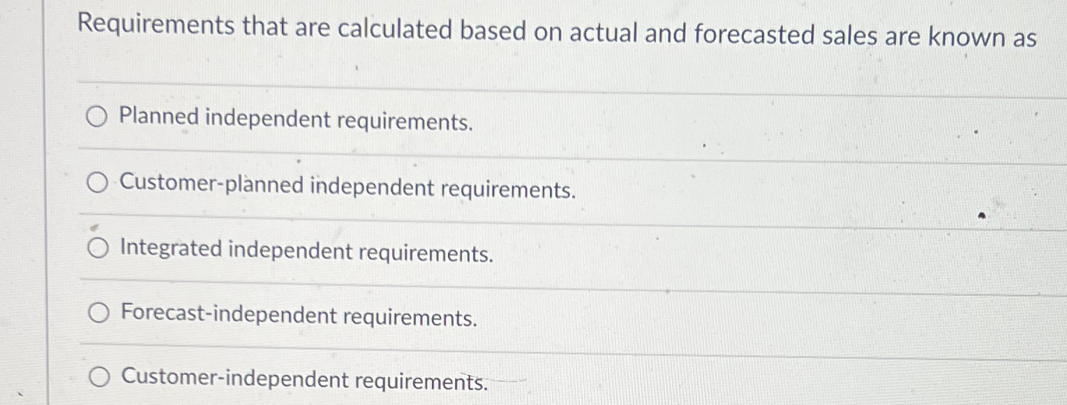Solved Requirements that are calculated based on actual and | Chegg.com