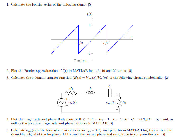 Solved Calculate vout(t) in ﻿the form of ﻿a Fourier series | Chegg.com
