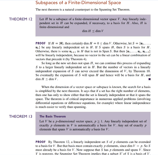 *When the dimension of a vector space is known, what | Chegg.com
