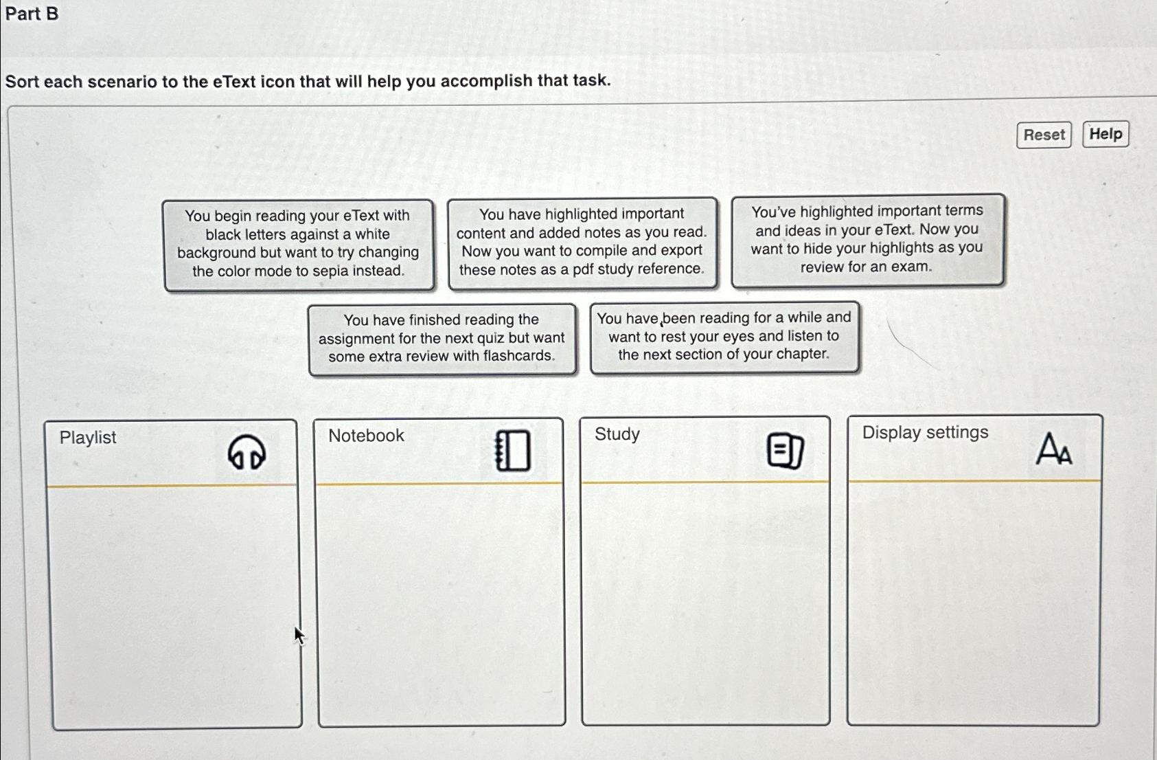 Solved Part BSort each scenario to the eText icon that will | Chegg.com