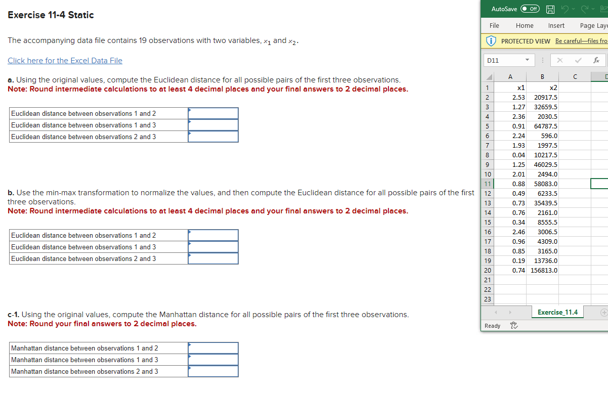 Solved The accompanying data file contains 19 ﻿observations | Chegg.com